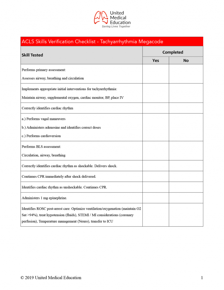 ACLS Skills Session Checklist and Guide
