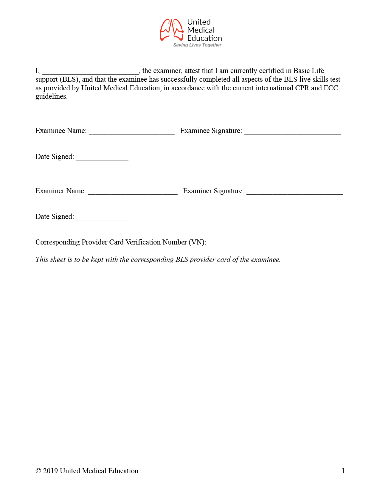 BLS Skills Session Test with Checklist - United Medical Education