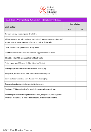 PALS Skills Test and Checklist - United Medical Education