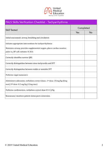 PALS Skills Test and Checklist - United Medical Education